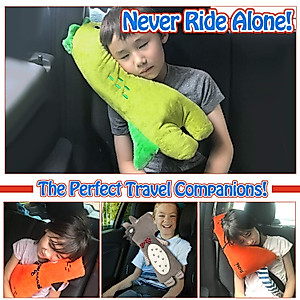 Attelia Kids Car Seat Belt Pillow for Kids, Neck Support Pillow Adjustable Seat Strap Shoulder Pads Road Trip Pillow Seatbelt Buddy (Grey Donkey L)