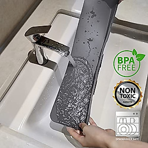 Kitchen Sink Splash Guard - Silicone Splash Guard for Water Sink, Bathtub, Faucet, Sink Backsplash Guard Behind Faucet (17.3 x 4.1 Inch) – Grey