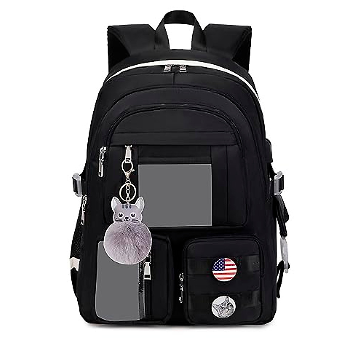 Teecho Waterproof Backpack Set for Teen Girls Cute Backpack Purse for Women Weeken Travel Rucksack Black