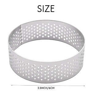 Laiaouay 8 Piece Tart Rings 2.36 inch Stainless Steel Perforated Tart Rings for Baking Pastry Ring Mold Cake Dessert Mousse French Tart Ring, Silver