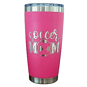 20 oz Soccer Mom Mug (Pink), Stainless Steel Coffee Travel mug with lid, Hot Pink Tumbler insulated, Soccer Gifts for women