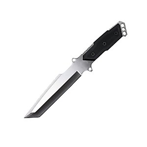 12 inch silver hunting knife with abs black handle and sheath H-4860-CH