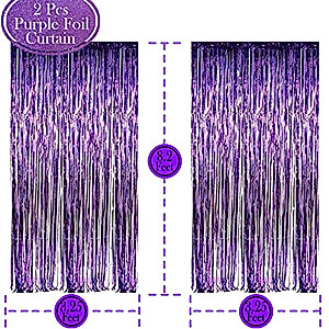 Purple Party Decorations Kit, Purple Foil Fringe Curtain Backdrop, Purple and White Balloons Set, Purple Birthday Decorations, Graduation Party Supplies, Purple Graduation Decorations