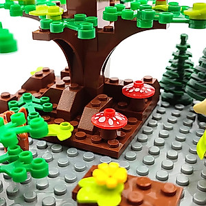 ZHX Garden Park Building Block Parts Botanical Scenery Accessories Plant Set Building Bricks Toy Trees Flowers Compatible All Major Brands (Without Baseplate)