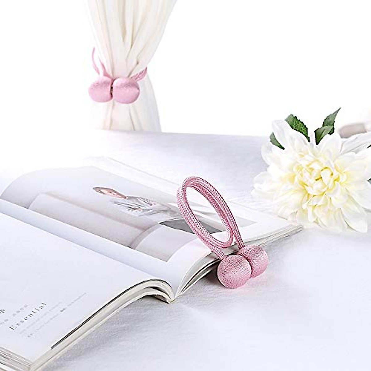 BalsaCircle 2 Pink Magnetic Tie Backs Metal Window Curtains Holdbacks - Wedding Reception Party Home Window Decorations Supplies