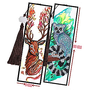 pigpigboss Deer Bookmark Diamond Painting Set 2 Pieces DIY Special Shaped Diamond Painting Bookmark Animal Bookmark Diamond Dots Art for Adult Child Book Decor Crafts