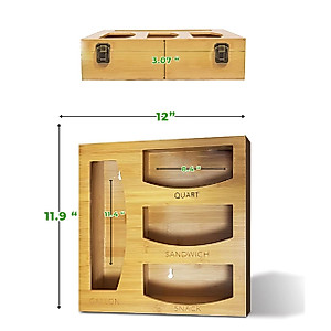 MAGOR ziplock bag Storage organizer for Kitchen Drawer, Bamboo Baggie holder and Storage bag organizer Compatible with Gallon, Quart sandwich and snacks variety size bags (1Box 4 Slots),ZBS 2022