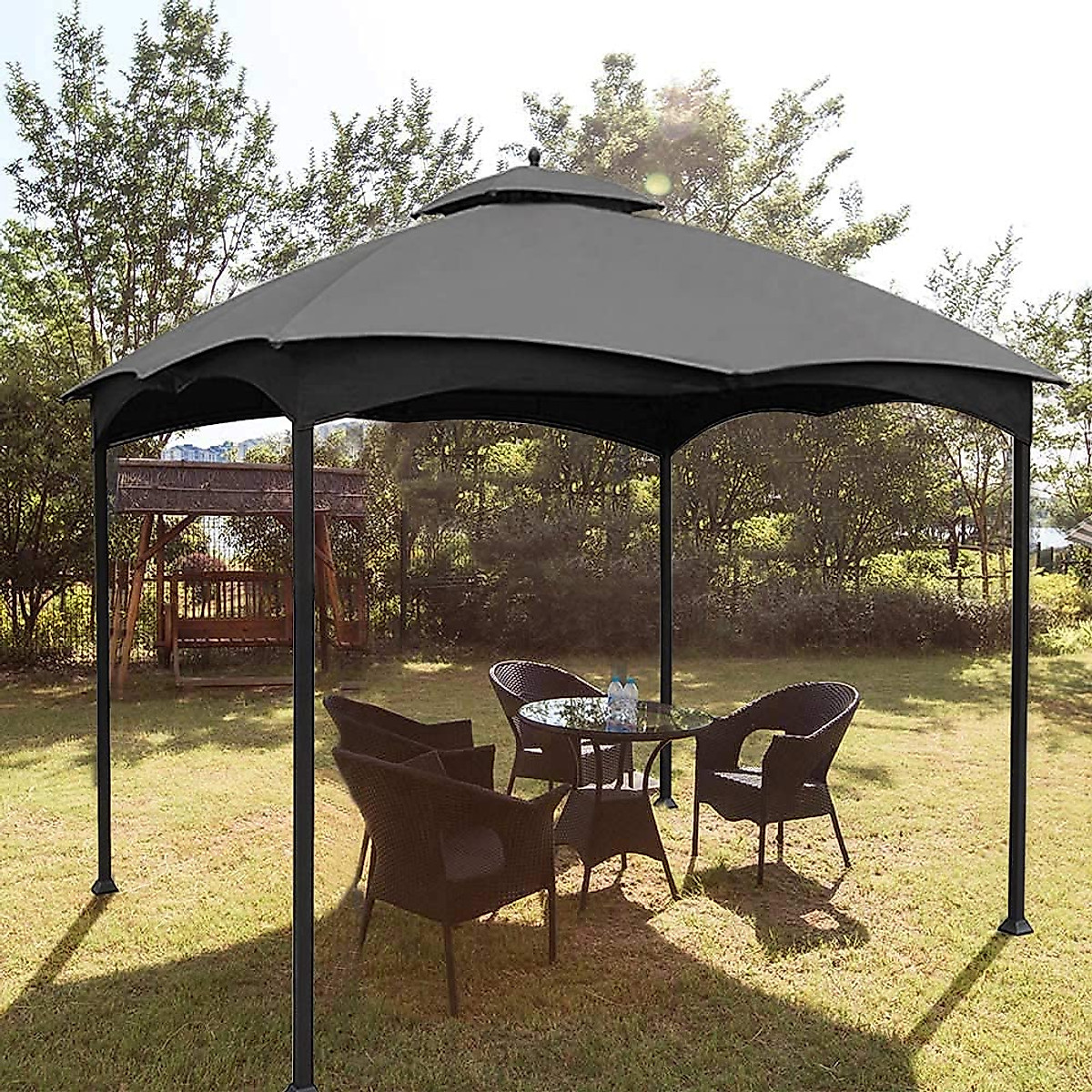 CoastShade Patio 10X12 Replacement Canopy Roof for Lowe's Allen Roth 10X12 Gazebo Backyard Double Top Gazebo #GF-12S004B-1（Gray）