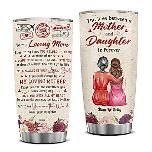 Personalized Mom Tumbler - 20oz & 30oz Stainless Steel Coffee Mugs for Mothers Day, Birthday, Christmas Custom Mom Daughter Gifts