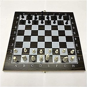 Chess Portable Set Checkers Set Wooden 3 in 1 Printed Chessboard Travel Board Games International Set Backgammon Checkers Game LQHZWYC (Color : 34 X 34 cm)