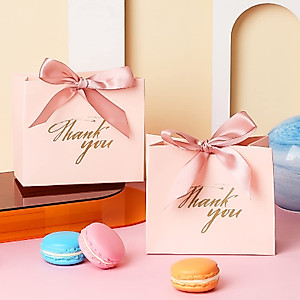 Leinuosen 12 Pcs Small Thank You Gift Bag, Bridal Shower Gift for Guests, Party Favor Bags, Gift Wrap Bags Wedding Baby Shower Birthday Party Supplies(Pink,5.5 x 4.7 x 2.4 Inch)