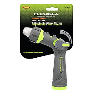 Flexzilla Garden Hose Nozzle - Heavy Duty Twist Action Adjustable Flow, NFZG51-E, ZillaGreen™