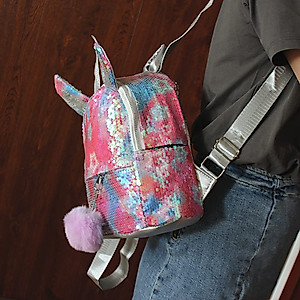 MayeBridge Cute Small Unicorn Backpack with Kawaii Plush Pendant for Girls Teens,Mini Backpacks (Red Unicorn)