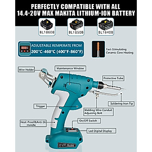 Cordless Soldering Iron Kit for Makita 18v LXT Battery,75W LED Digital Solder Iron Soldering Gun with 5pcs Tips,50g 0.04” Solder Wire for any Hobby Enthusiast (Battery not included)