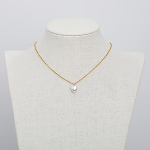 VAttract Freshwater Pearl Necklace for Women, 18K Gold Plated Pearl Chain Choker Necklace, Paperclip & Pearl Chain Necklace Simple Pearl Jewelry Gift