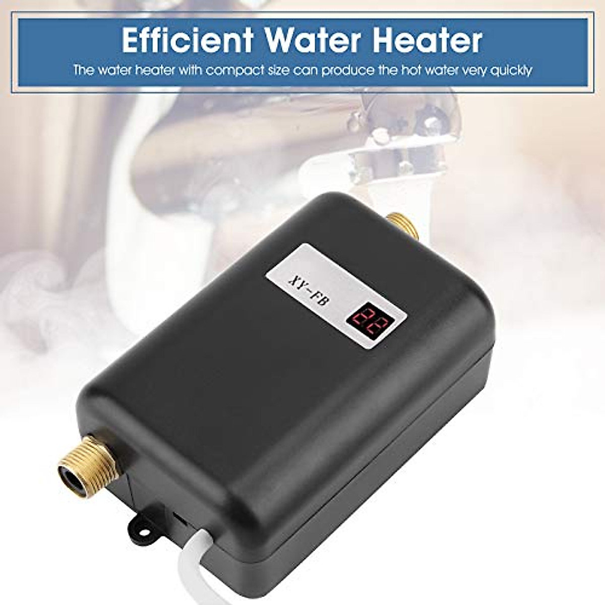 Tankless Water Heater, 110V 3000W Portable Mini Instant Electric Hot Water Heater System with LCD Digital Display for Household Indoor Bathroom Kitchen Washing