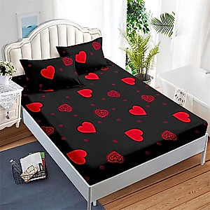 AnzAga Full Size Home Bed Sheets Set 3 Pieces Bedding Sheets Easy Care Machine Washable Queen Sheet Set Fitted Sheet with Deep Pockets Cotton Sheets (Color : 4, Size : Queen)