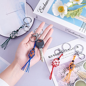 WEWAYSMILE 4 Pcs Empty Crystal Keychain Holder Stone Crystal Holder Nylon Woven Crystal Cage Key Holder Unique Crystal Keychain Crystal Cage Keychain Holder