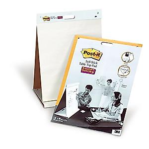 Post-it Super Sticky Tabletop Easel Pad, Great for Virtual Teachers and Students, 20 x 23 Inches, 20 Sheets/Pad, 1 Pad (563R), Portable White Premium Self Stick Flip Chart Paper, Built-in Easel Stand