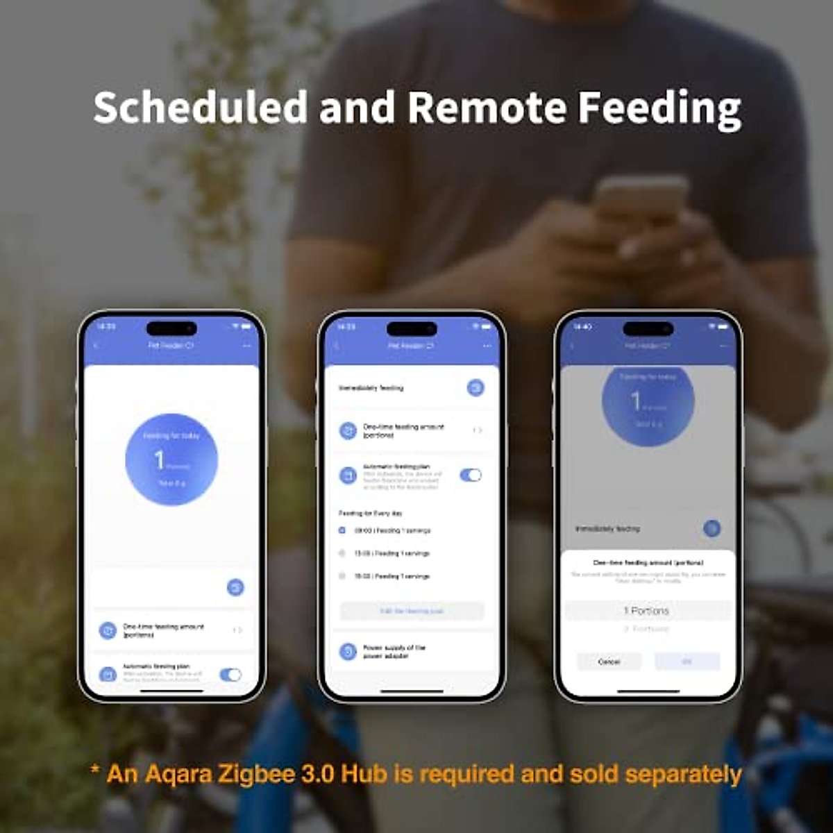 Aqara Smart Pet Feeder C1, REQUIRES AQARA Zigbee 3.0 HUB, Automatic Feeder for Cats and Dogs, Auto Cat Food Dispenser with APP Control, Can be Controlled by Google, Alexa, Siri, Works with SmartThings