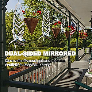 Hausse Bird Repellent Spiral Reflectors Silver Mylar Spinner, Hanging Reflective Bird Deterrent Device, Garden Decorative Scare Birds Away, Like Woodpeckers, Pigeons and Geese, 6 Pack
