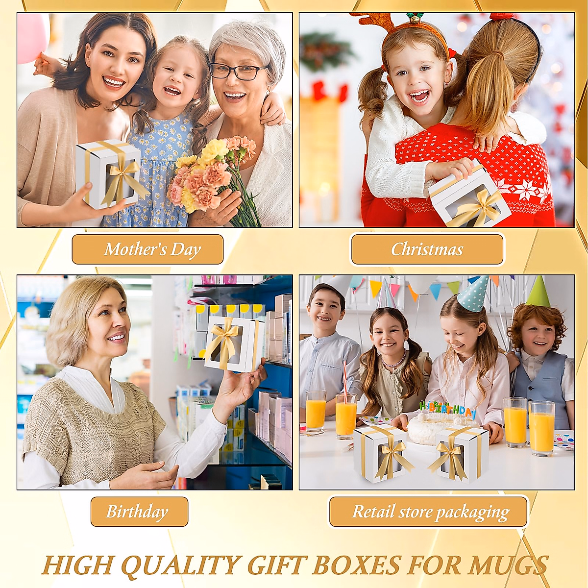 Ctosree 50 Pcs Gift Boxes for Sublimation Mugs, Mug Boxes for Shipping Exhibition Boxes for 11oz, 12oz, 15oz Sublimation Mugs Blank Mug Box Cups Gift Wrapping (Black)