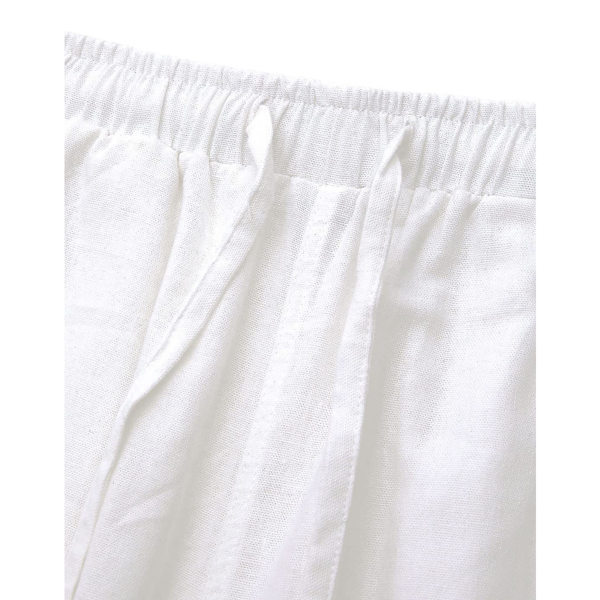 Bonnorth Women's Linen Beach Capri Pants Womens Lounge Loose Cropped Pants for Women Wide Leg Plus Size Casual Pants for Women Yoga Golf Lightweight Pants White XL