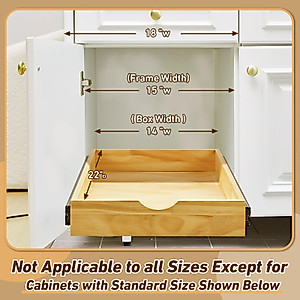 Huwena Pull Out Drawers for Kitchen Cabinets Assembled Roll Out Cabinet Organizer Corner Sliding Drawers for Inside Cabinets, 14''w x 21''d, Requires at Least 14.6'' Cabinet Opening