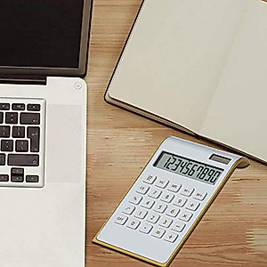 Business Calculator, Ultra Thin Solar Power Calculator Big Button Design Office Calculator Office Supplies Various Financial calculations for Financial Officer(White)