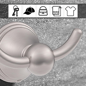 Asidrama Towel Hooks for Bathroom,Brushed Satin Nickel Coat Hooks for Kitchen Shower Door Wall Mounted,Exquisite Robe & Towel Hooks,Durable Robe Wall Hooks for Hanging Towels (2 Pack)