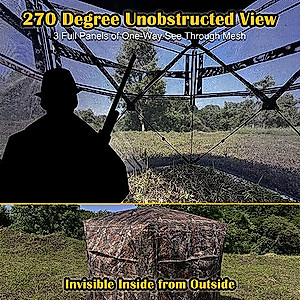 CROSS MARS Portable 2-3 Person 270 Degree See Through Hunting Blind Ground Camouflage Pop Up Hub Turkey Deer Blinds Tent