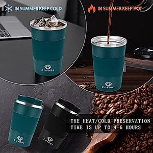 CS COSDDI Travel Mug 12oz - Vacuum Insulated Coffee Travel Mug Spill Proof with Leakproof Lid - Double Walled Reusable Tumbler Cups for Keep Hot/Ice Coffee,Tea and Beer(Aquamarine)