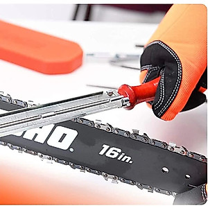 Katzco Chainsaw Sharpener File Kit - Contains 5/32, 3/16, and 7/32 Inch Files, Wood Handle, Depth Gauge, Filing Guide, and Tool Pouch - for Sharpening and Filing Chainsaws and Other Blades