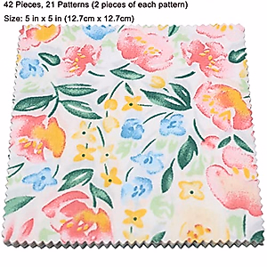 Nodsaw Floral Charm Packs for Quilting 5 inch, Precut Cotton Quilting Fabric Bundle, 42-5" Charm Squares