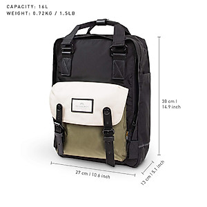 Doughnut Macaroon Jumanji Series 16L Travel School Ladies College Girls Lightweight Casual Daypacks Bag Backpack (Black x Slate Green)