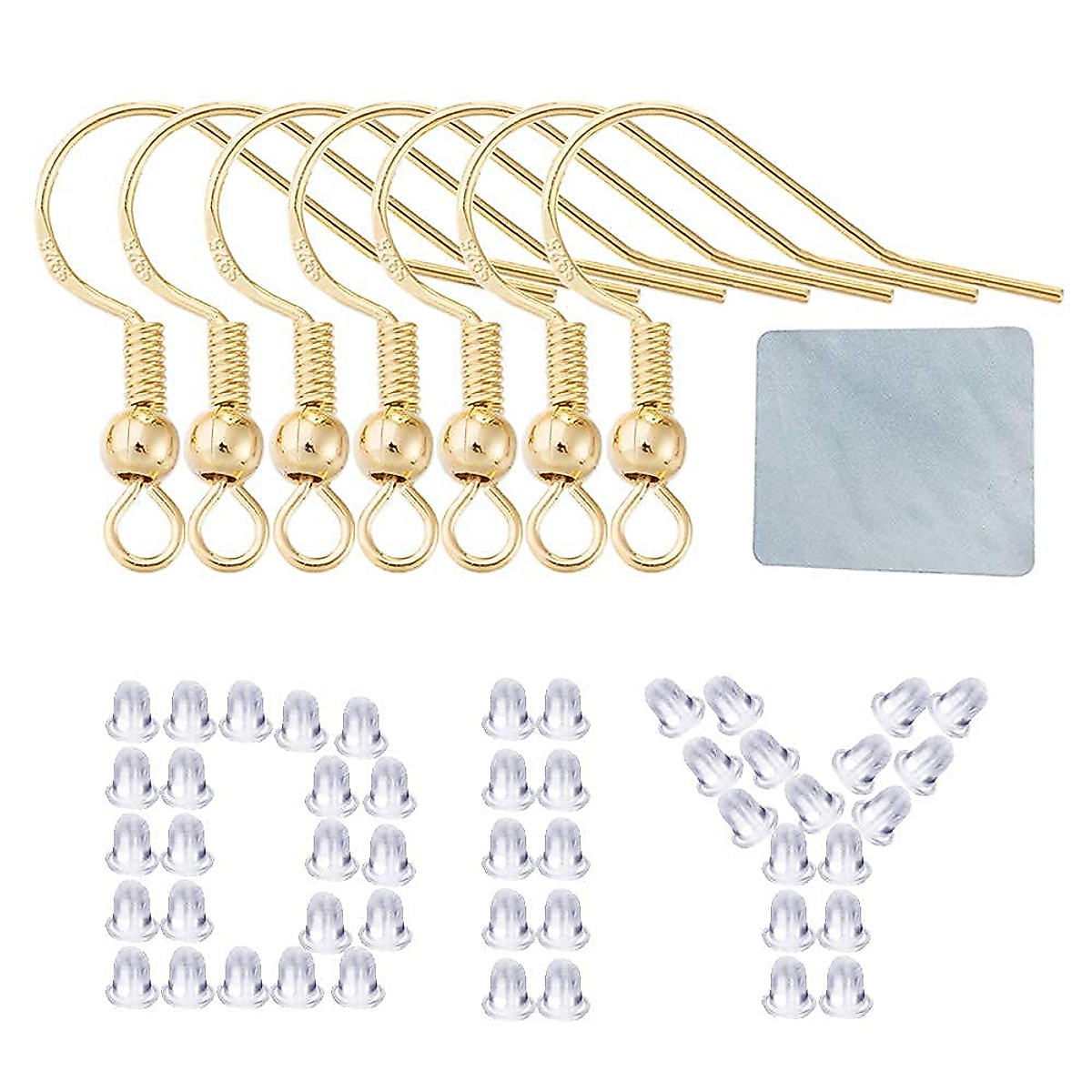 Earring Hooks for Jewelry Making - 120 PCS/60 Pairs Hypoallergenic 14K Gold Ear Wires Fish Hooks for Jewelry Making, Jewelry Findings Parts with 120 PCS Rubber Earring Backs Stopper for DIY Earrings