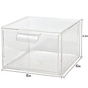 ImpiriLux Cosmetic Organizer Drawer Set | Set of Two Clear Stackable Plastic Makeup Drawers | Elegant Storage Solution for Bathrooms and Vanities