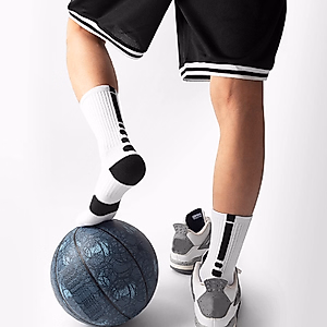 Fraobbg 4Pairs Men's Athletic Crew Socks Thick Protective Sport Cushion Elite Basketball Soccer Compression Towel Socks 7-12