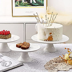 10-Inch Porcelain Cake Stand, Round Dessert Stand, Cake Stand for Dessert Table, White Round Ceramic Dessert Display Stands Cupcake Holder, Cupcake Stand for Wedding, Birthday Party, Baby Shower