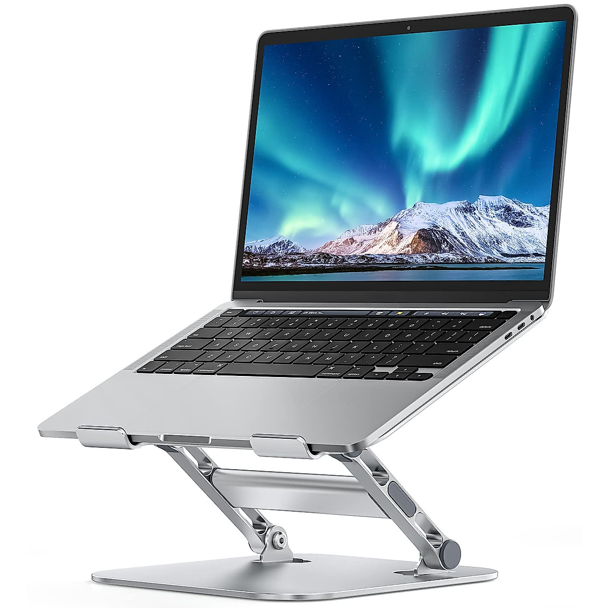 AOEVI Laptop Stand with Stable Support, Adjustable Laptop Riser for Desk, Aluminum Computer Stand Notebook Holder Compatible with MacBook Air Pro, Dell XPS, HP, Lenovo, Silver