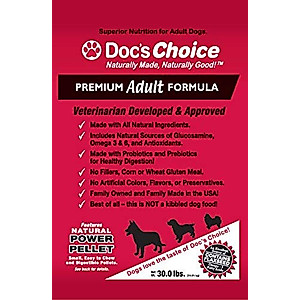 Doc's Choice Premium Adult Chicken Dry Dog Food - Great for Adults and Seniors, Veterinarian Developed, No Fillers/Artificial Ingredients, Made in The USA