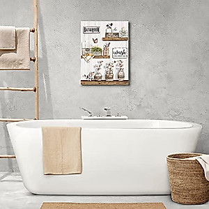 RUDIXICO Farmhouse Bathroom Decor Wall Art Rustic Flower and Butterfly Bathroom Pictures Canvas Print Country Bathroom Wall Decor Soak Relax Unwind Bathroom Wall Art Framed Ready To Hang 12"x16"
