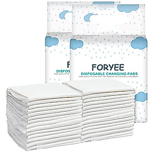 FORYEE Disposable Changing Pad Liners for Baby 17 x 13 Inches (100 Pack) Waterproof Underpads Soft Non-Woven Fabric Breathable Changing Pad for Changing Table - White