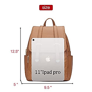 KKXIU Quilted Women Backpack Purse Synthetic Leather Fashion Bookbag Travel Daypack for Teen Girls (Brown)