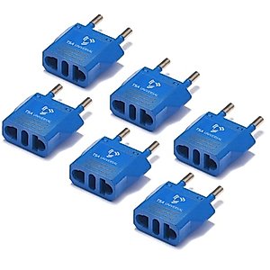 United States to Greenland Travel Power Adapter to Connect North American Electrical Plugs to Greenlandic Outlets for Cell Phones, Tablets, eReaders, and More (6-Pack, Blue)