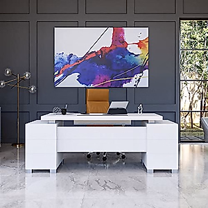 Zuri Furniture Forbes Genuine Leather Aluminum Base High Back Executive Chair - Tan