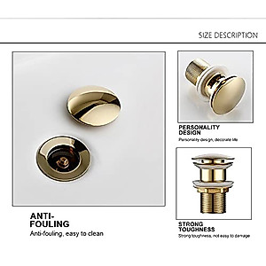 LMMDDP Polished Gold Basin Sink Drainer Corrosion Resistant Easy To Clean Up Button Round Hole Bathroom Hotel Drainer (Color : Brushed goldB)
