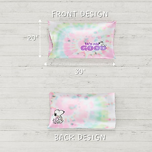 Peanuts Snoopy Tie Dye Beauty Silky Satin Standard Pillowcase Cover 20x30 for Hair and Skin, (Official Licensed Product) by Franco Collectibles