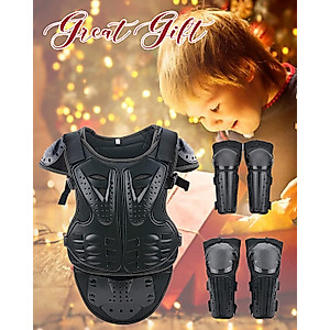 StarknightMT Upgraded Kids Motorcycle Armor Suit Teen Dirt Bike Gear Riding Protective Set for Cycling, Skateboarding, Skiing, Skating, Off-Road (Black)