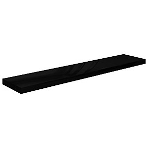 DYRJDJWIDHW Floating Wall Shelves 2 pcs Bookshelf for Bedroom,Shelves,Wood Bookcase,Suitable for Bedroom, Office, Living Room, Study,High Gloss Black 47.2"x9.3"x1.5" MDF